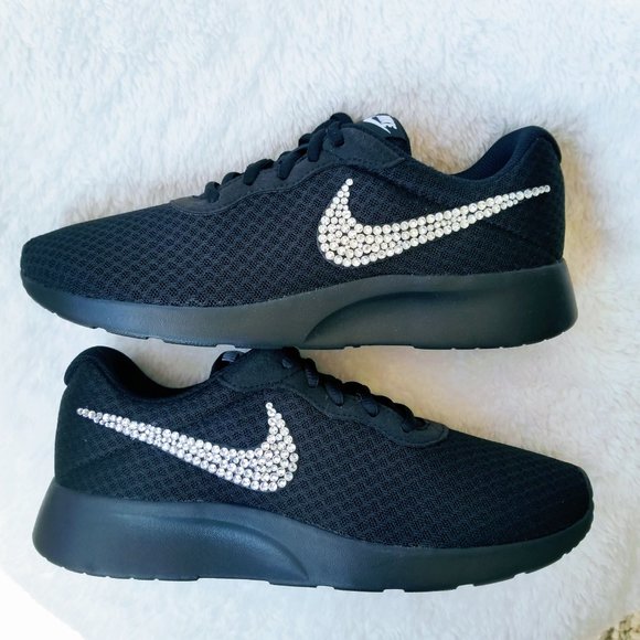 Nike | Shoes | Bling Nike Tanjun Black Sneakers Rhinestone Nikes | Poshmark